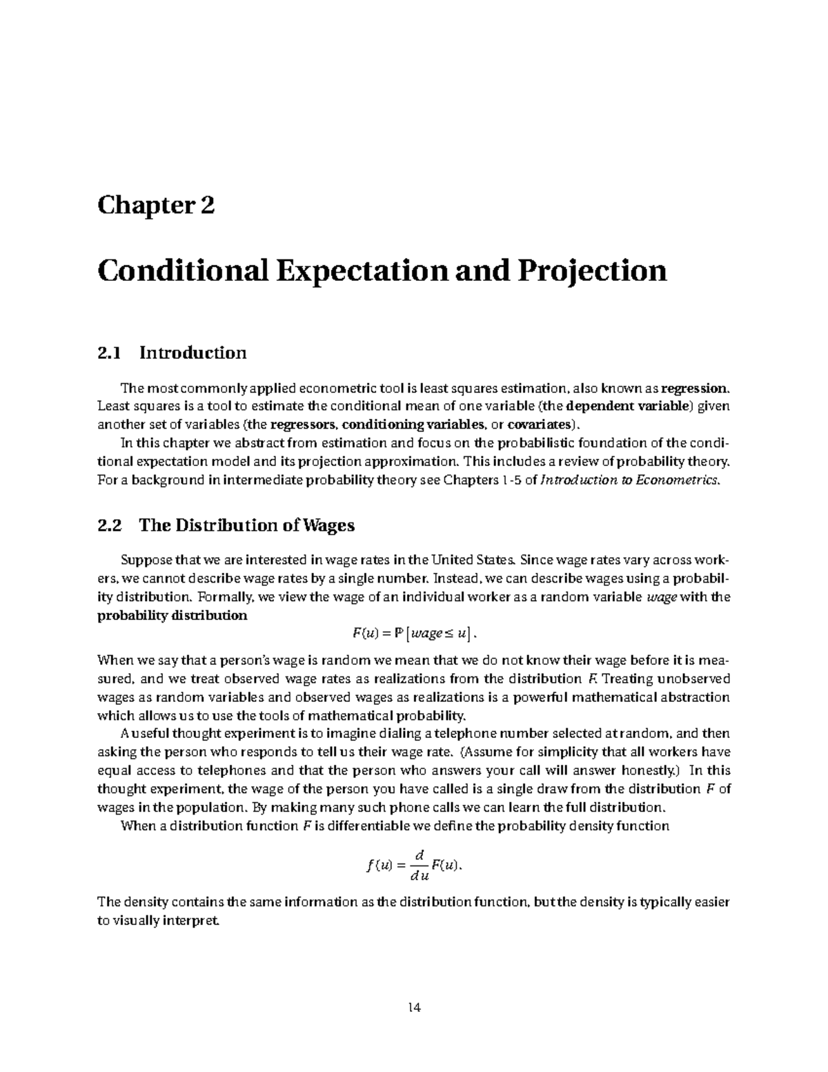 Chapter 2: Conditional Expectation and Projection in Econometrics (HANS ...