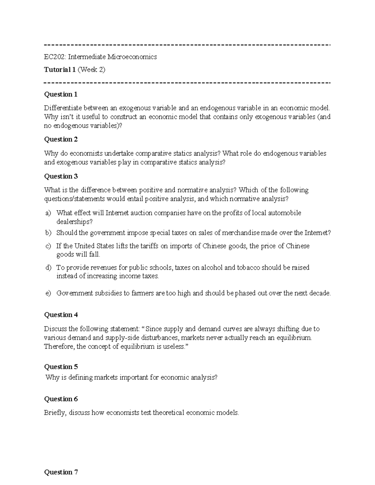 EC202: Intermediate Microeconomics Tutorial 1 - Week 2 Questions ...