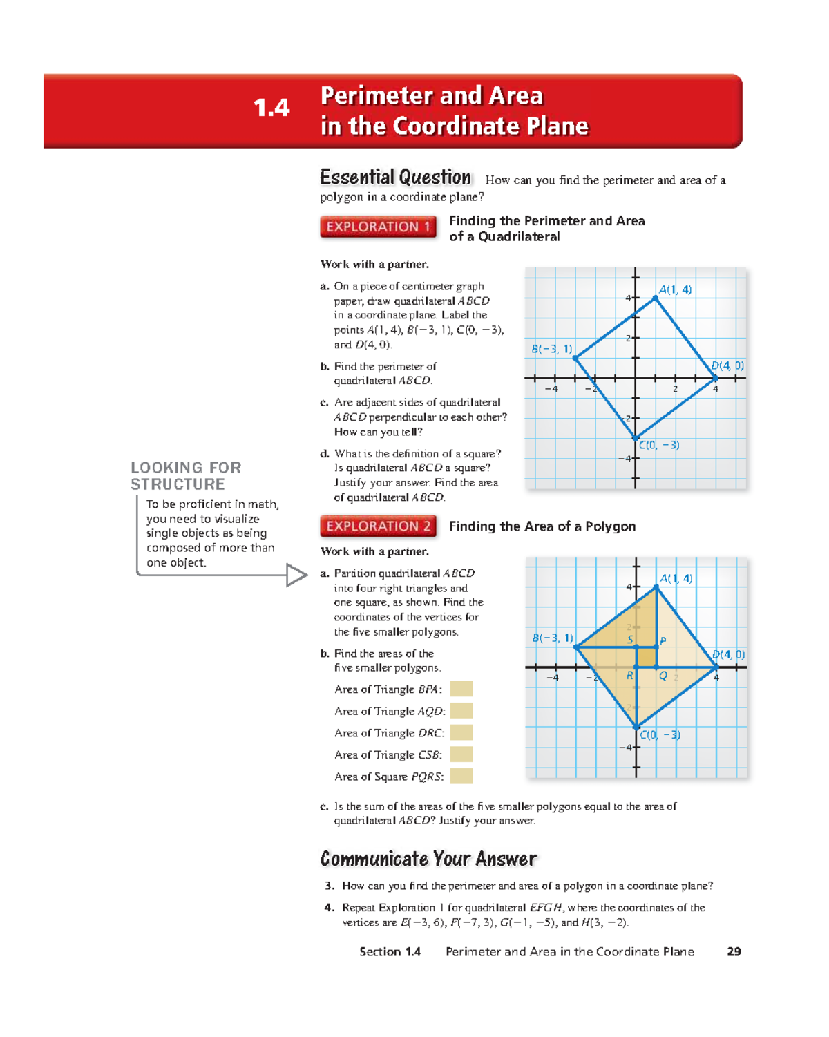 1.4 Perimeter and Area of Polygons in the Coordinate Plane - Studocu