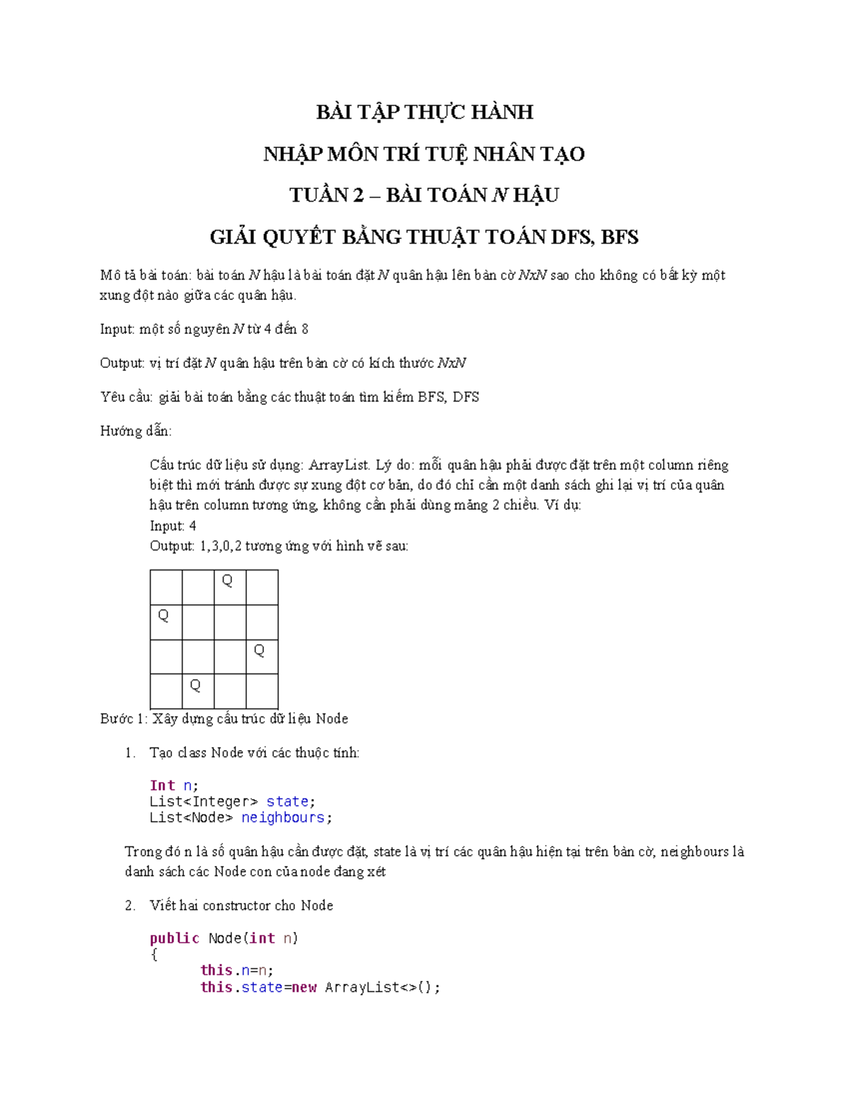 Bài TH2 - Giải Bài Toán N Hậu Bằng DFS và BFS - Studocu