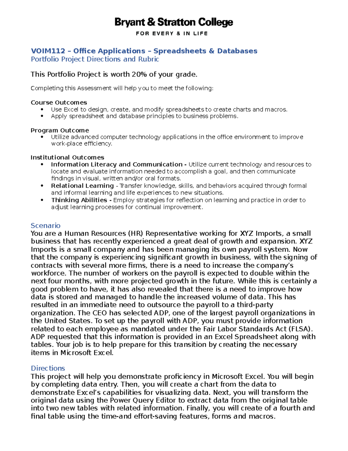 VOIM112 - Portfolio Project Guidelines & Grading Rubric Overview - Studocu