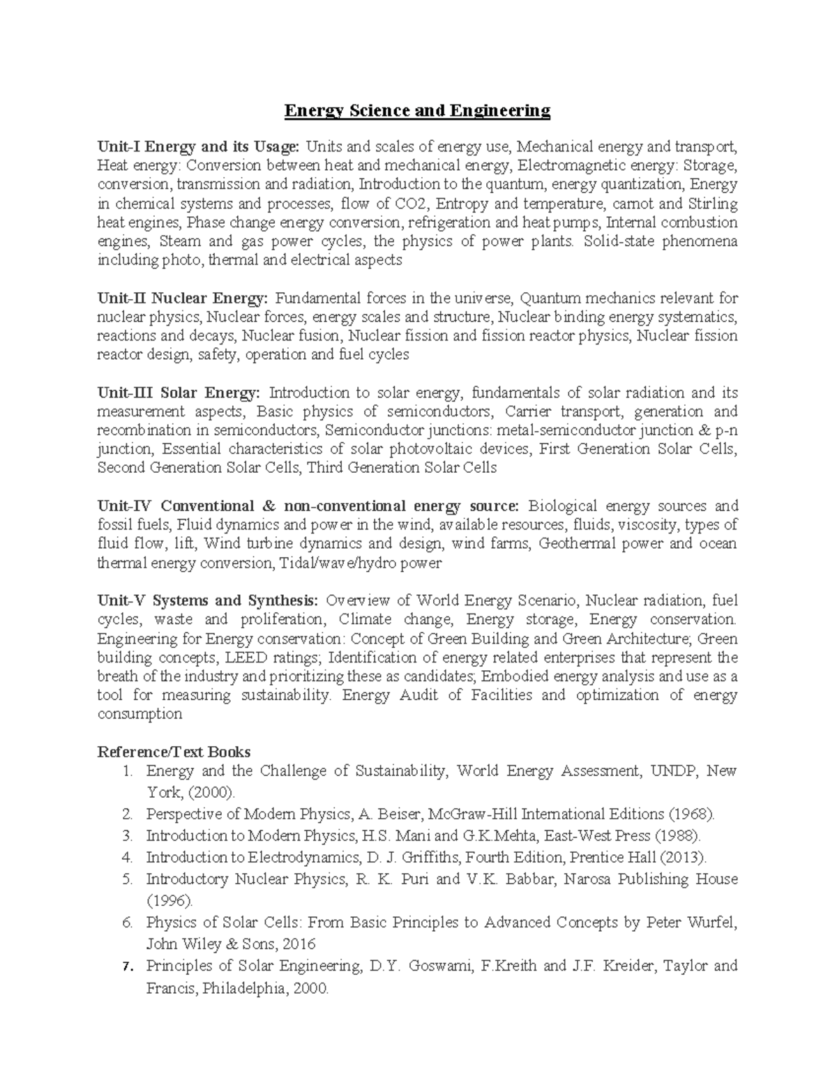 Engg Science Courses B.Tech( Aicte Model Curriculum) 3rd Year 2019-20 - Energy Science and - Studocu