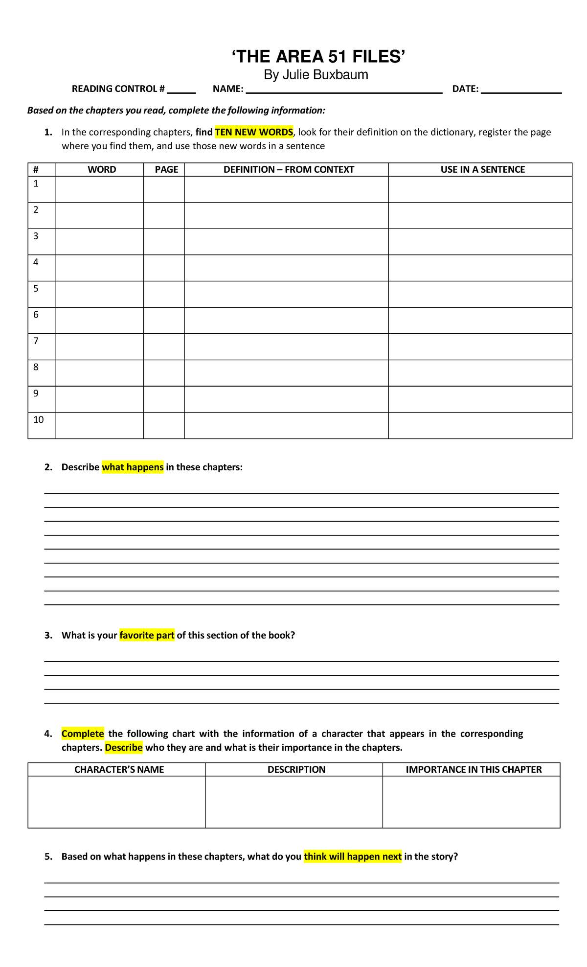 Reading Control- The area 51 files - I TERM -2025 - ‘THE AREA 51 FILES ...