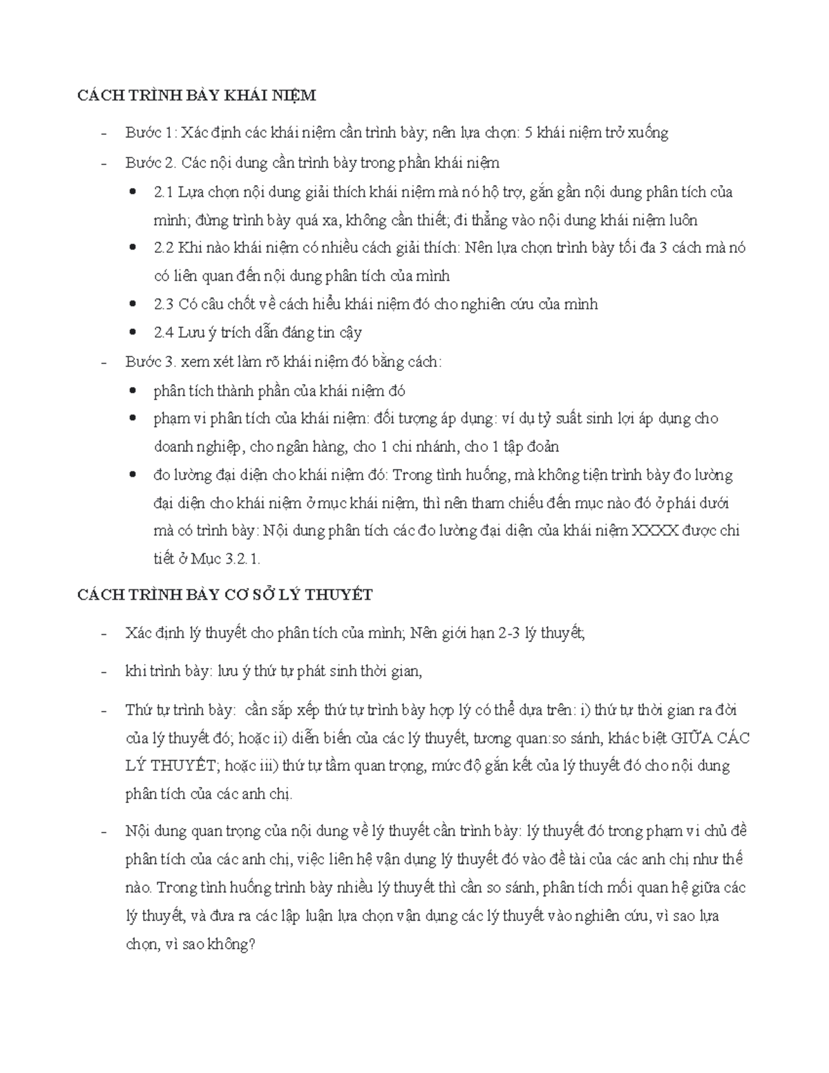 Hướng Dẫn Trình Bày Khái Niệm & Lý Thuyết Nghiên Cứu (12042023) - Studocu