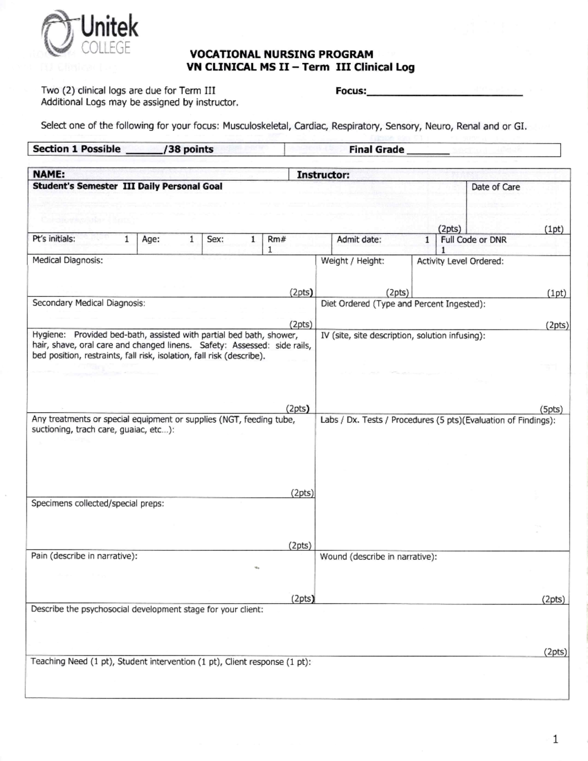 T3 Clinical Log Template for Practical Experience Recording - Studocu