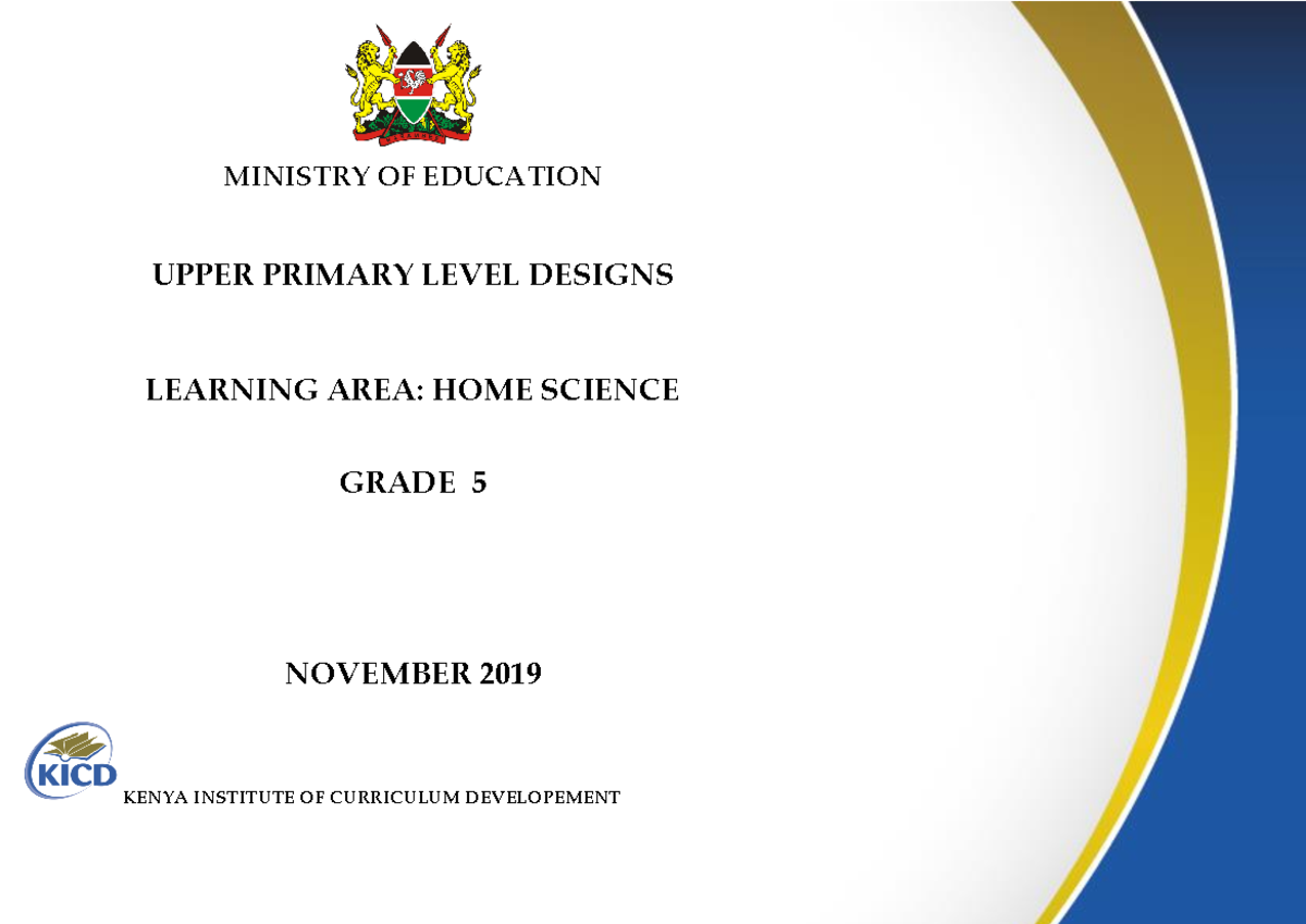 Grade 5 Home Science Curriculum Overview (Nov 2019) - Studocu