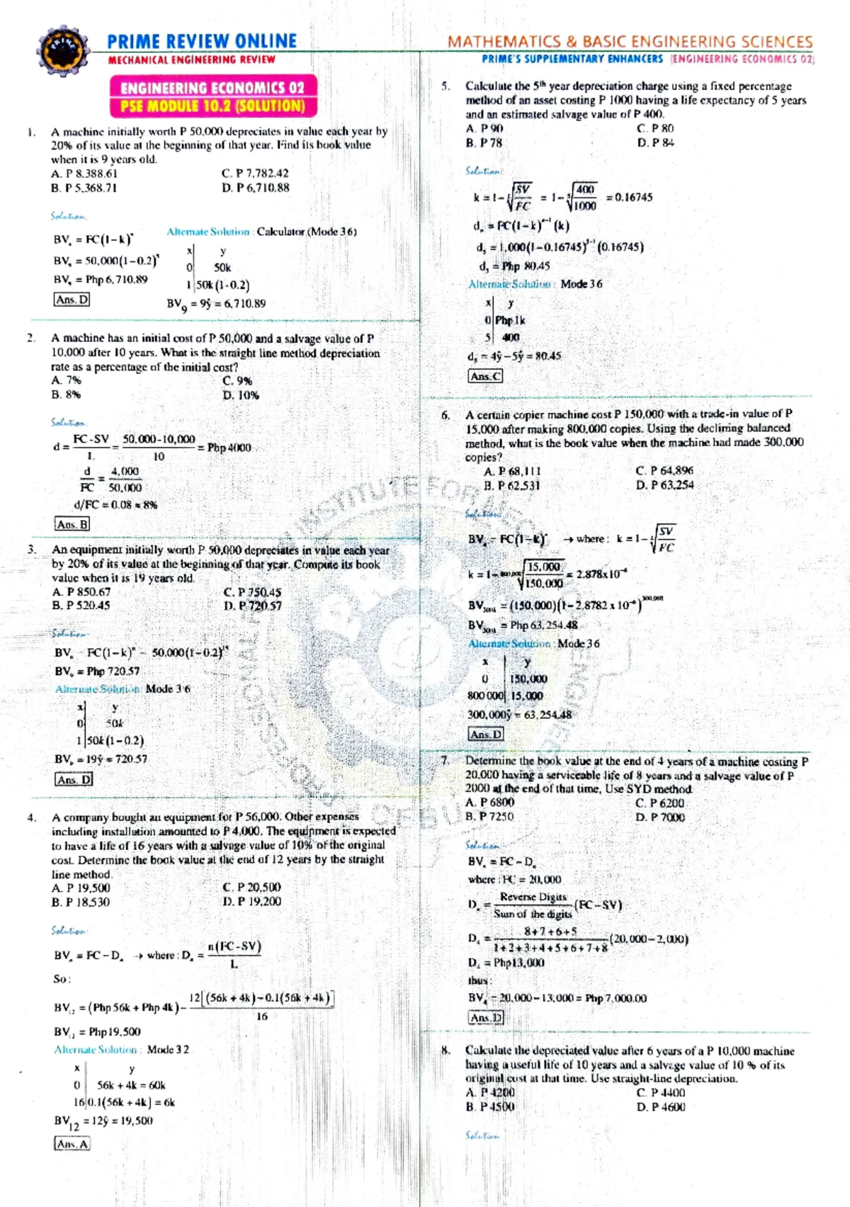 Eng-Econ-2 - solution manual - MECHANICAL ENGINEERING REVIEW PRIME'S ...