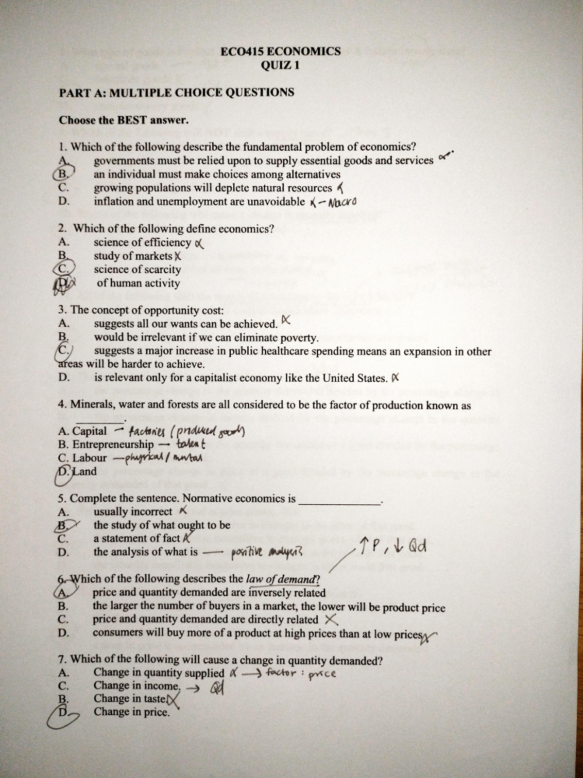ECO415 ECONOMICS QUIZ 1 - Fundamentals of Economics - UiTM - Studocu