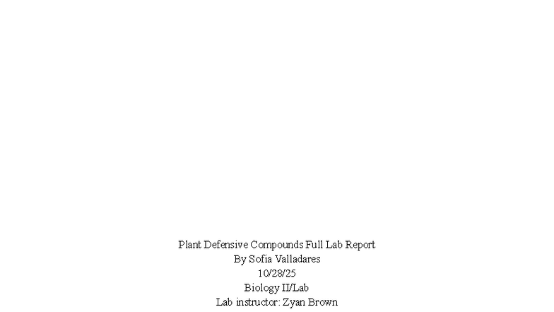 Plant Defensive Compounds: Effects on Brine Shrimp Heart Rate (Bio II ...
