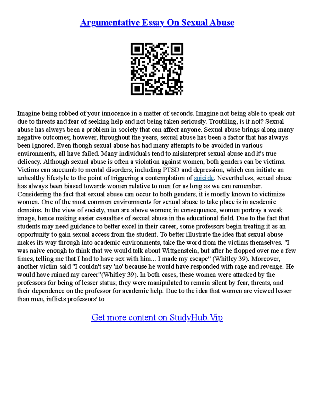 ENG 101 - Sample Argumentative Essays on Various Topics - Studocu