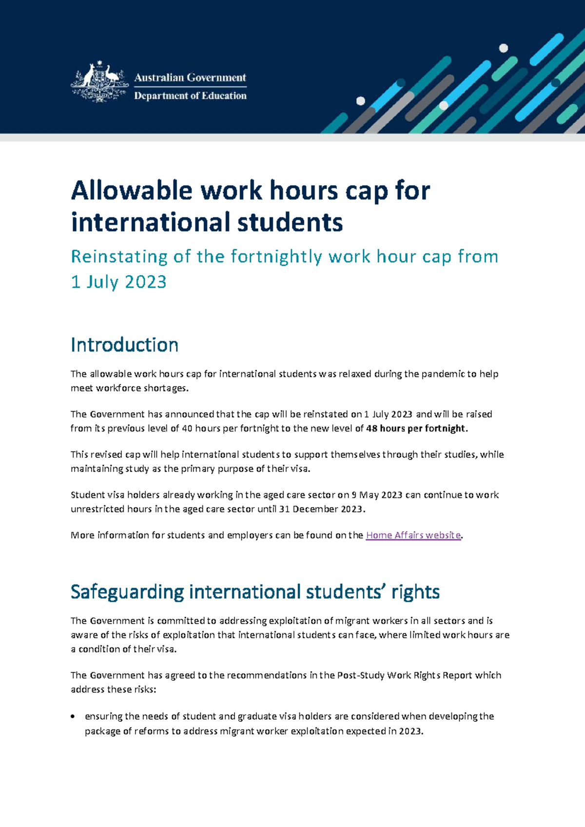 Reinstatement of Work Hour Cap for Int'l Students (230221) - Studocu