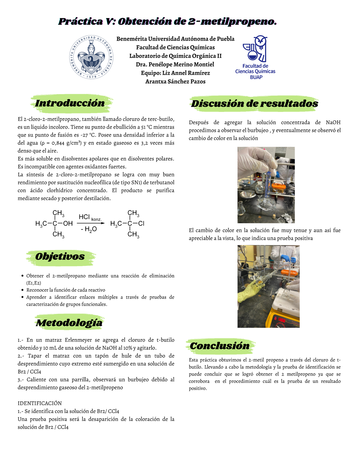 Práctica V Obtención de 2-metilpropeno - Objetivos Obtener el 2 ...