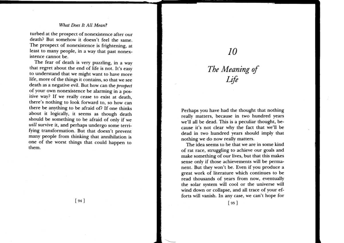 11 Meaning of Life (from Nagel - What does it all mean) - What Does It ...