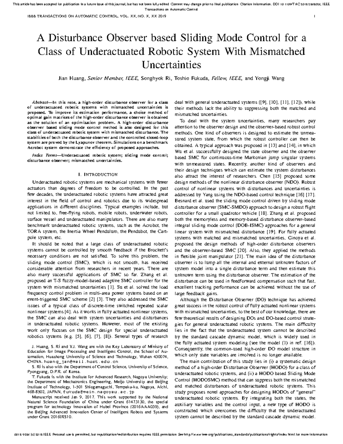 A High-Order Disturbance Observer Based Sliding Mode Control for ...