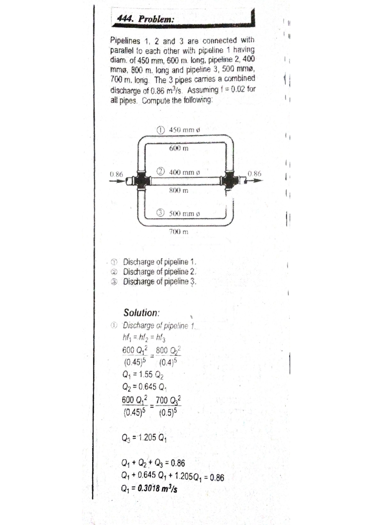 CE 308501220791600122: Computation of Discharge in Parallel Pipelines ...