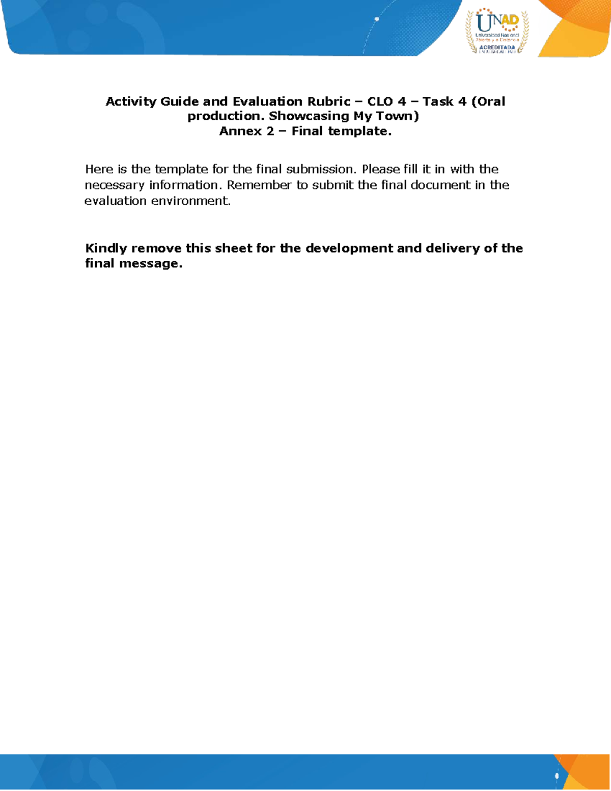 CLO 4 Task 4: Final Template for Showcasing My Town Activity - Studocu