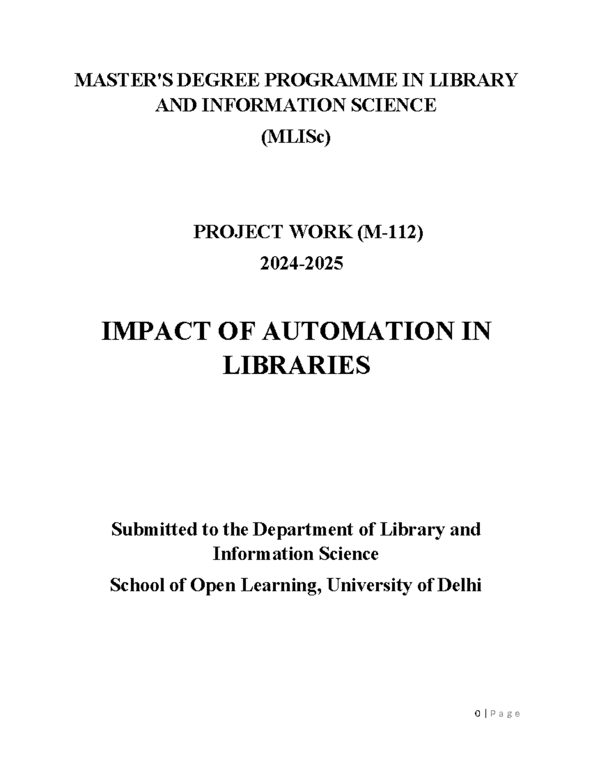 MLISc Project: Impact of Automation in Libraries - Studocu