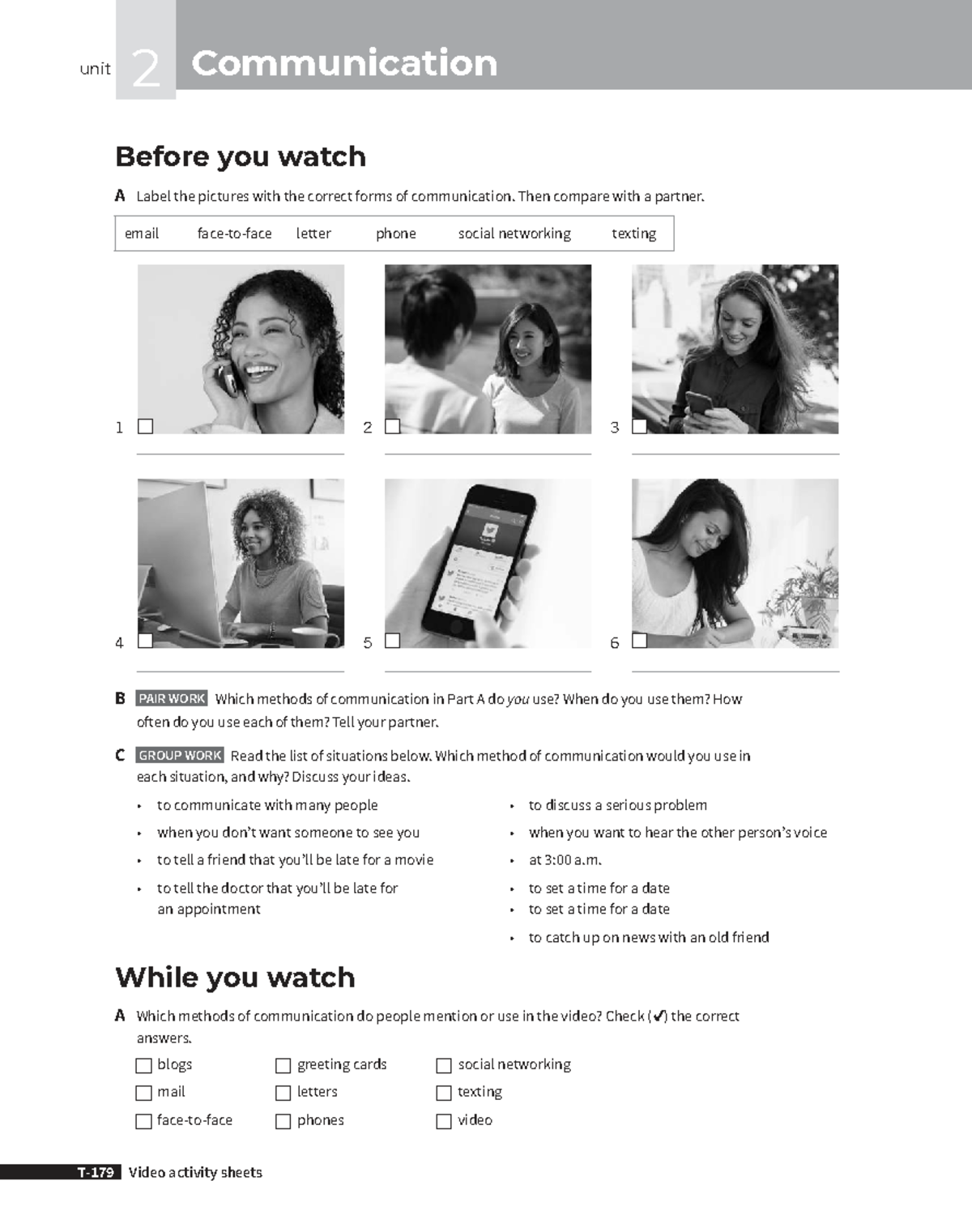Four Corners Level 4 Unit 2: Communication Activity Sheets - Studocu