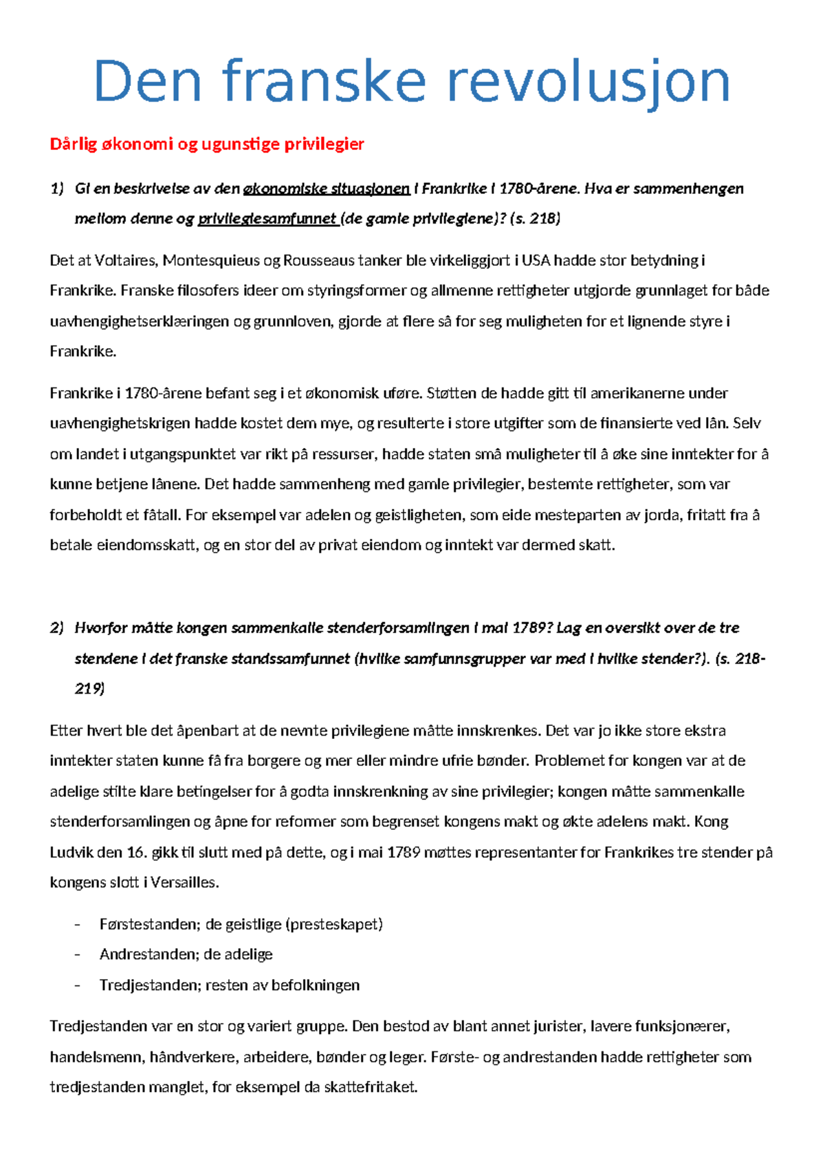Den franske revolusjon: Økonomiske og politiske årsaker og virkninger ...