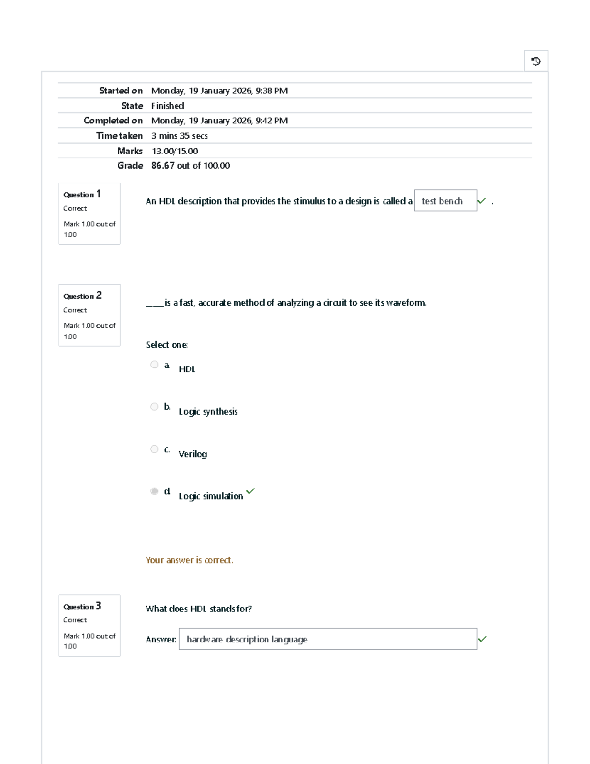Introduction to HDL Prelim Lab Quiz 1 (Course Code: HDL101) - Studocu
