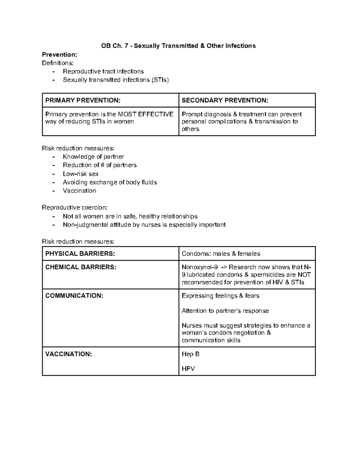 OB Ch. 7 Study Guide: Prevention of Sexually Transmitted Infections ...
