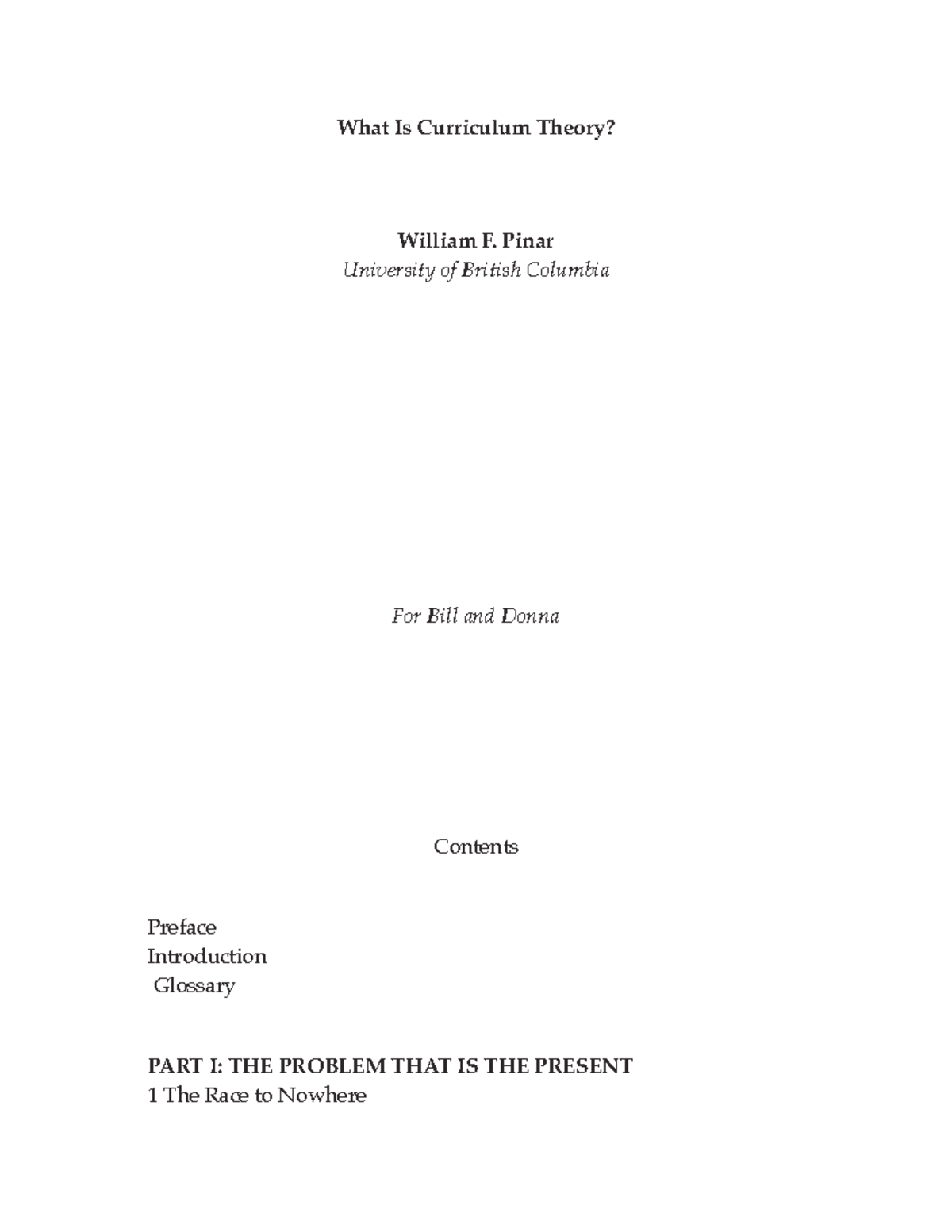 Curriculum Theory: Understanding Through Currere - Pinar - Studocu