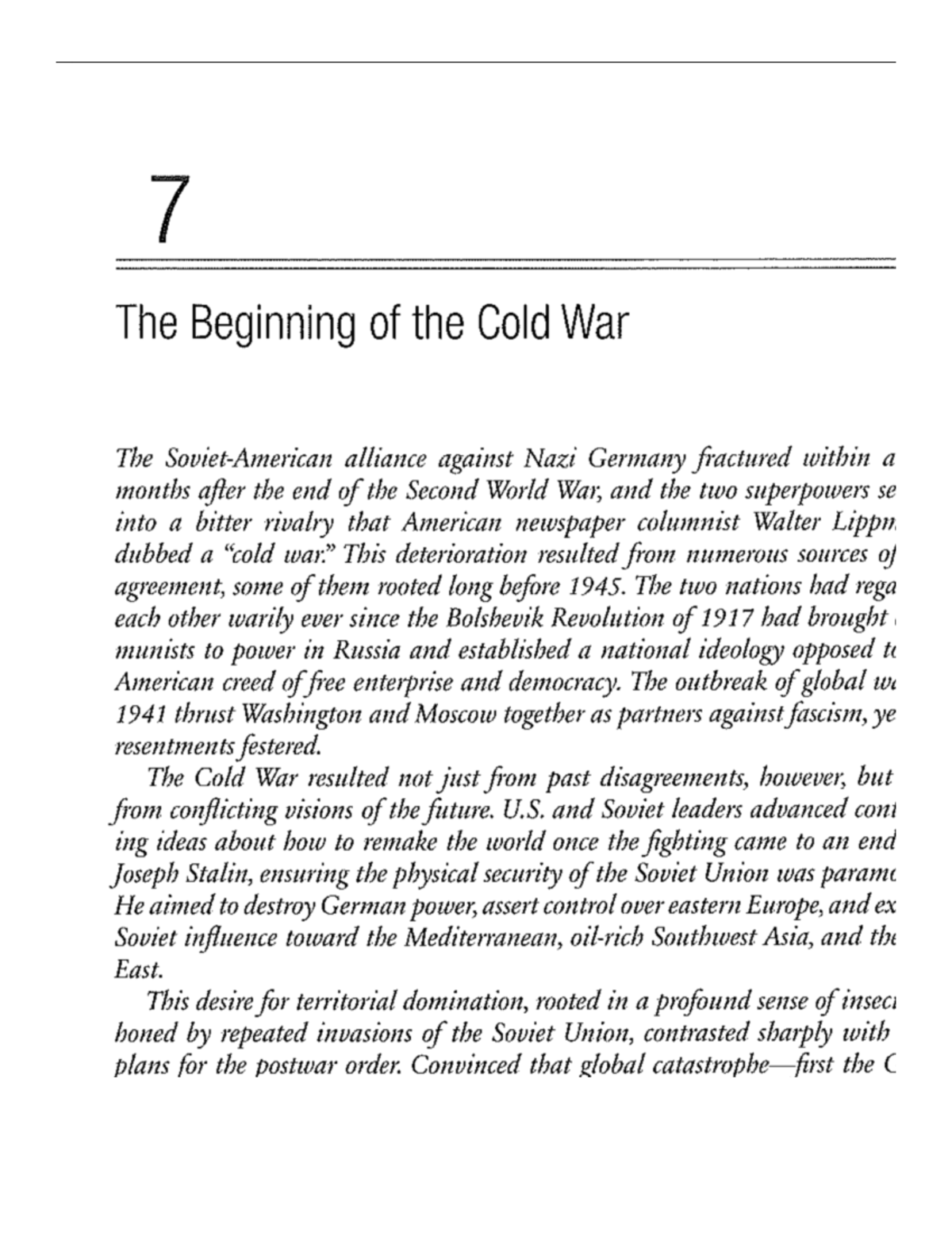 Cold War Era Analysis - Chapter 7: The Beginning of the Cold War - 7 ...