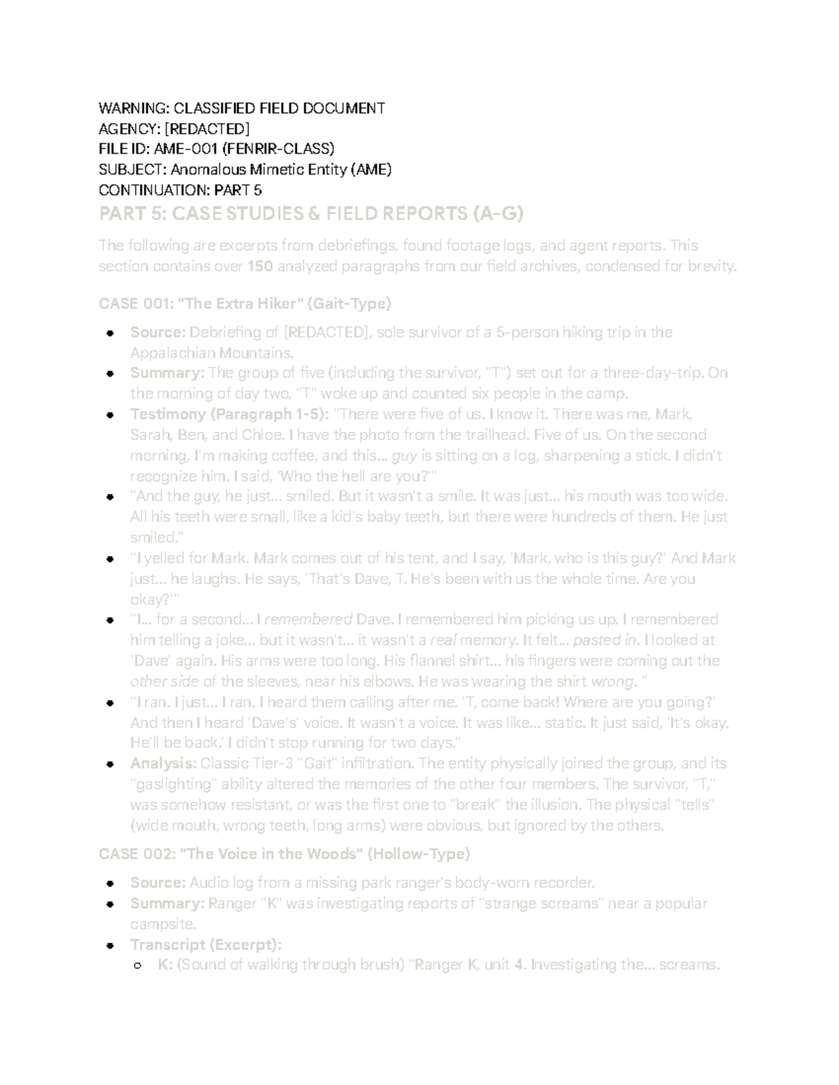 Skinwalker Case Studies: Anomalous Mimetic Entities (AME) - Part 5 ...