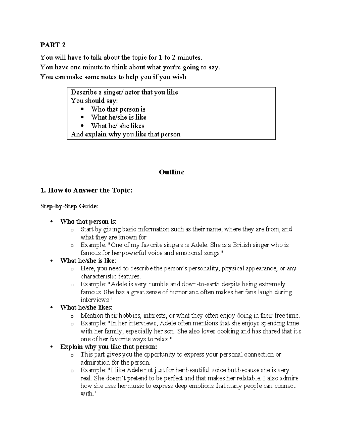 Speaking part 2 Topic 3 - dddđ - PART 2 You will have to talk about the ...