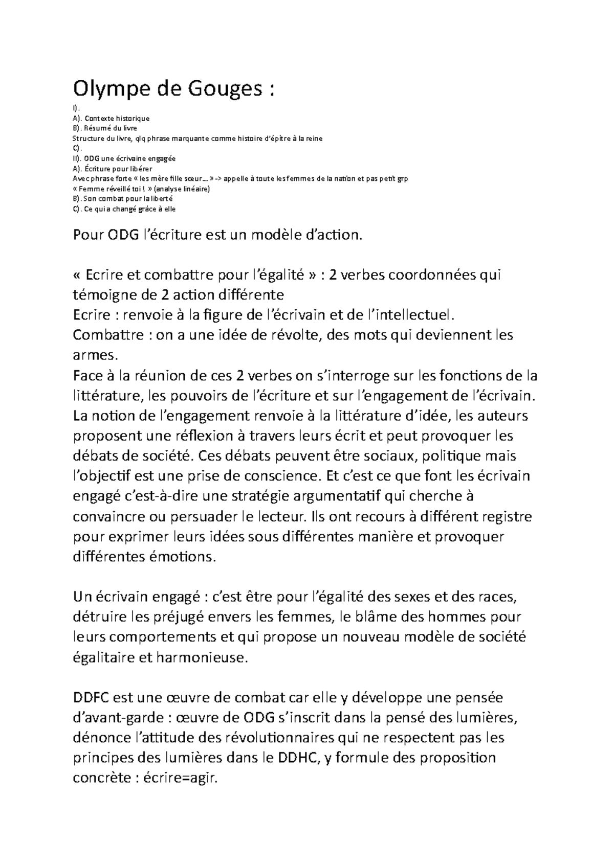 Révision Dissertation - Olympe de Gouges et Juste la fin du monde (BAC ...