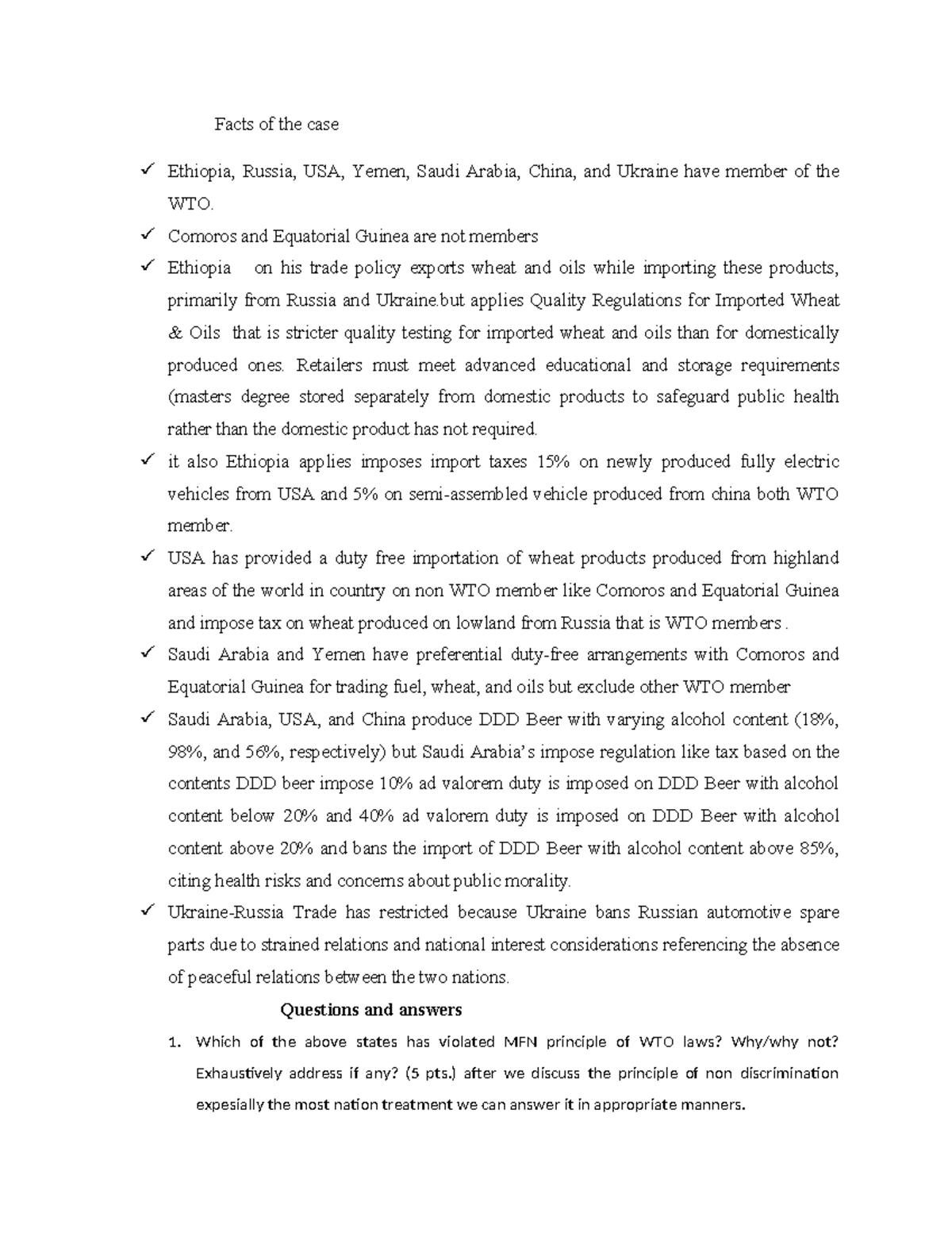 WTO Trade Policy Analysis: Ethiopia, USA, and Saudi Arabia's Compliance ...