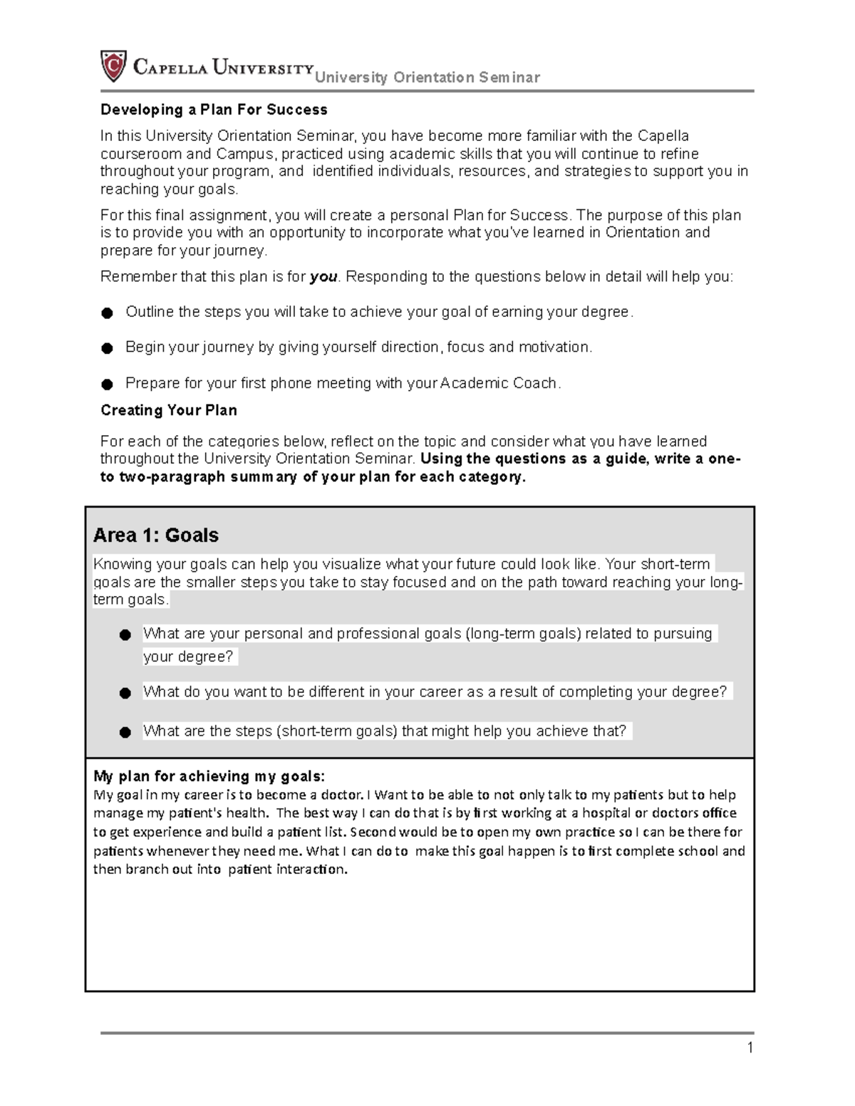 Cf developing a plan worksheet - Developing a Plan For Success In this ...