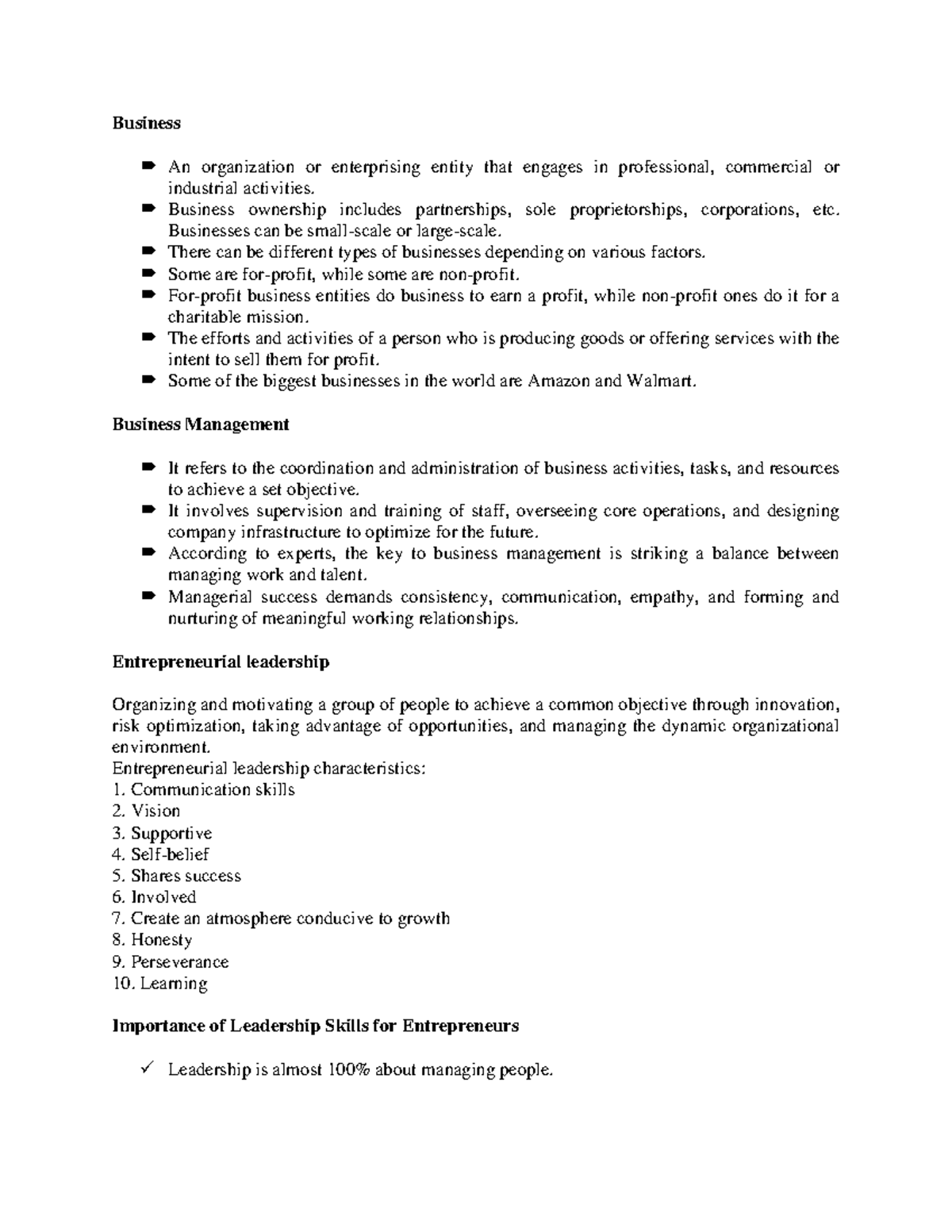 Unit 4 - Business Management & Leadership Lecture Notes - Studocu