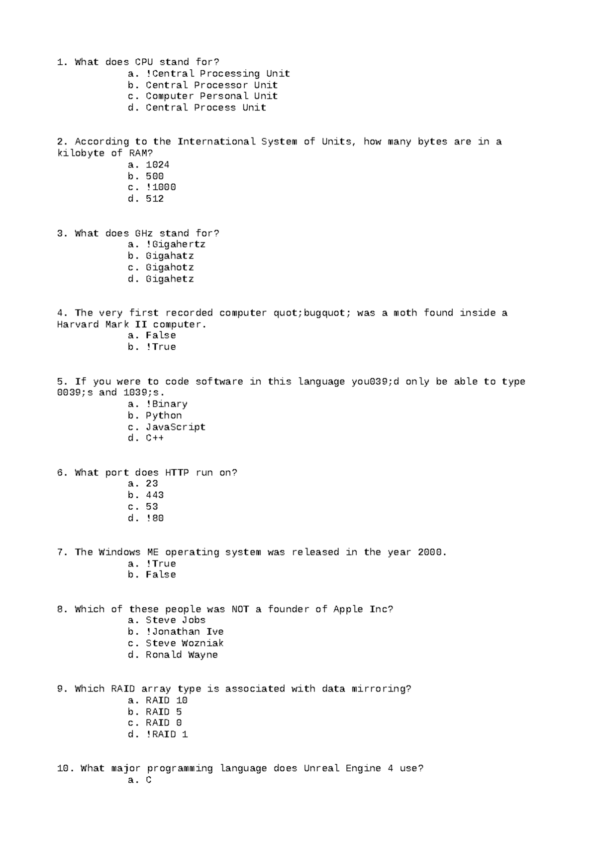 MATH350 Midterm Fall 2019 6 - What does CPU stand for? a. !Central ...