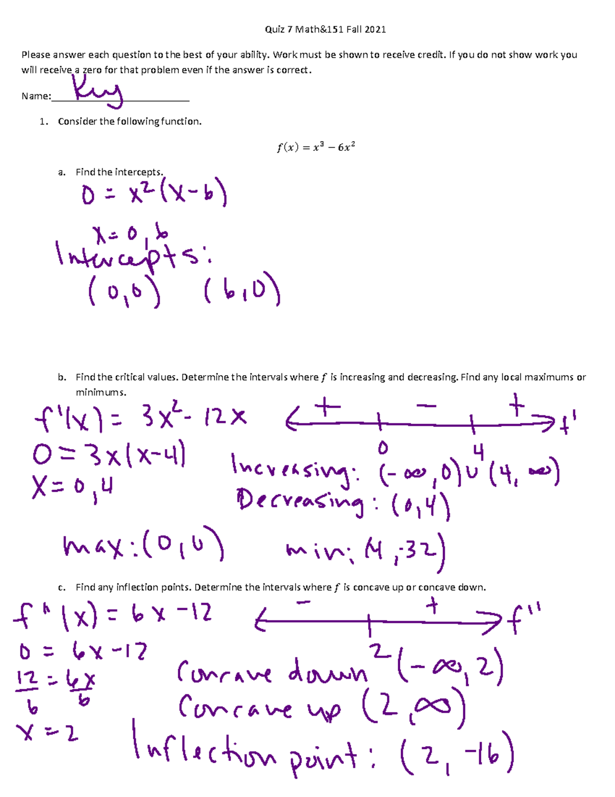 Quiz 7 Math151 Fall 2021 - Quiz 7 Math&151 Fall 2021 Please answer each question to the best of ...