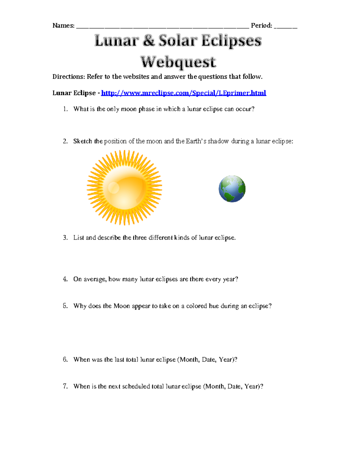 Eclipses Webquest - Trenton Jay (Grade 8 Science) - Studocu