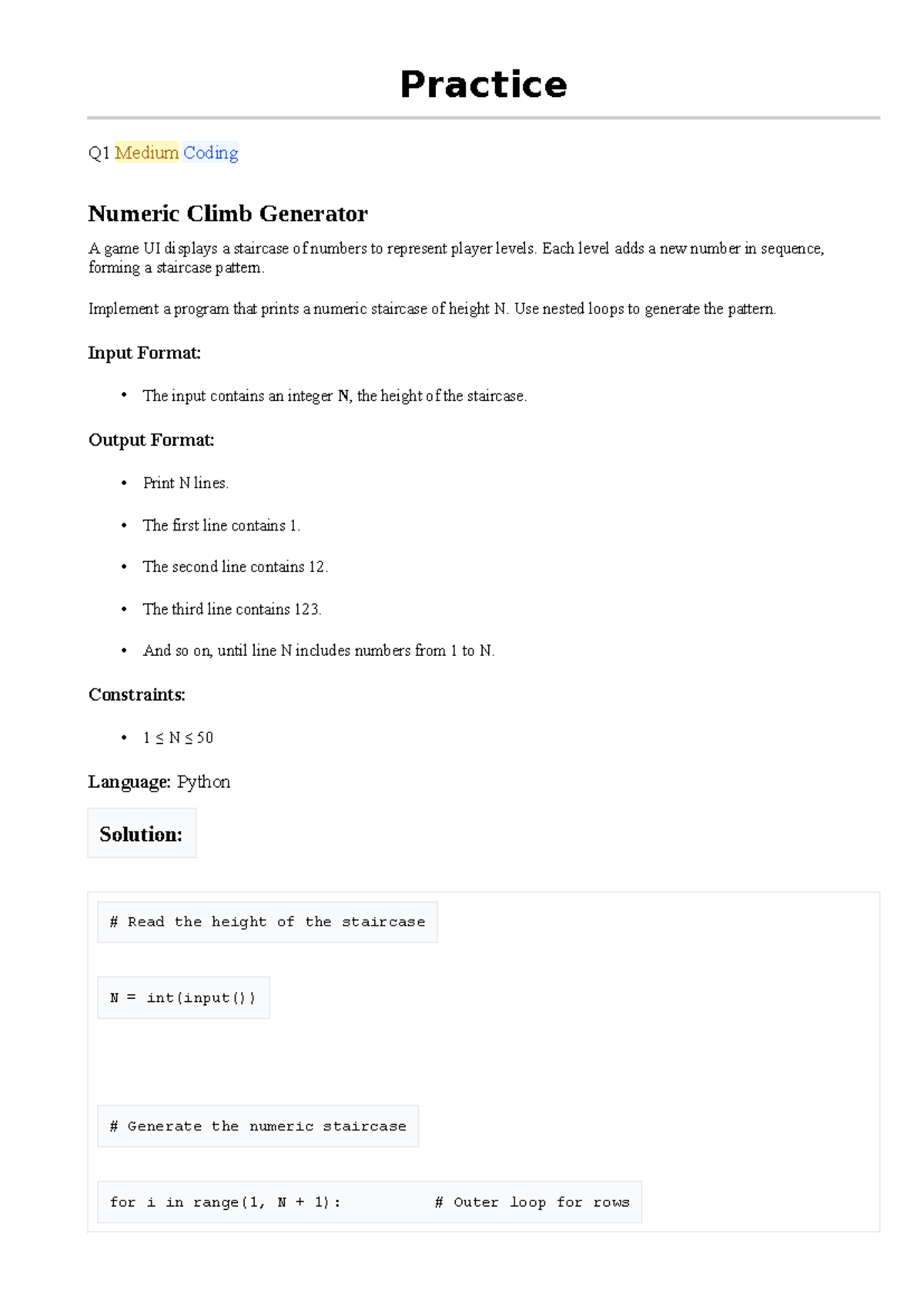 Practice Q1-Q5 Medium Coding Challenges Day 6 - Studocu
