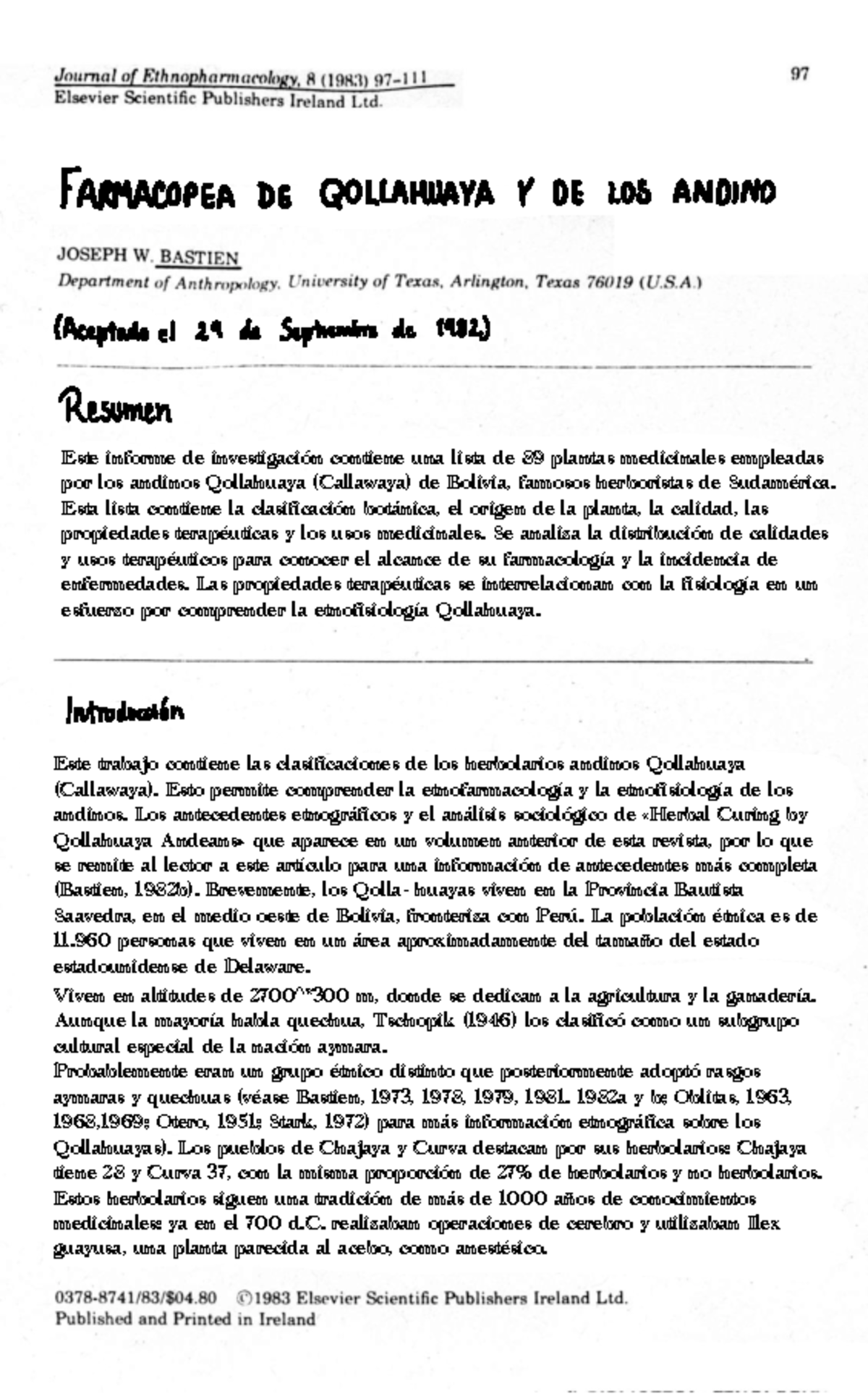 Antroplogia - Antrolopologia - Journal of Rthnopharmiicolofiy. 8 n