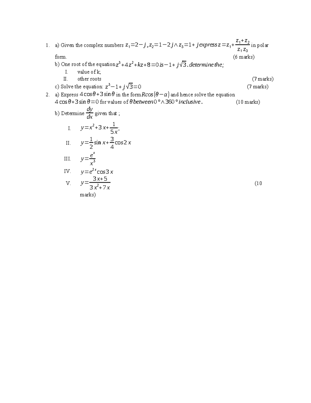 Eng Maths - Revision Notes for Complex Numbers and Equations - Studocu