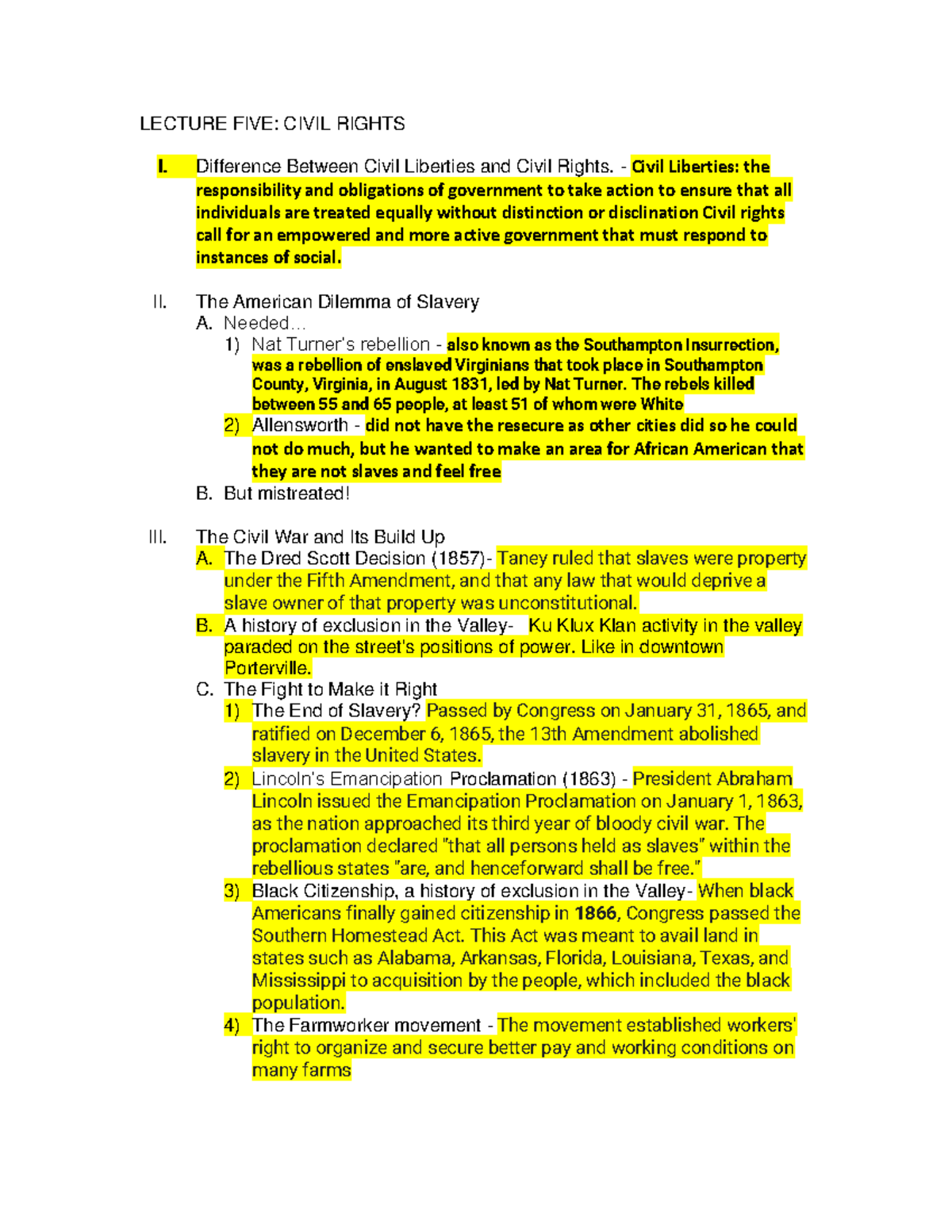 Civil Rights (Lecture Notes) - Understanding the Historical Context ...
