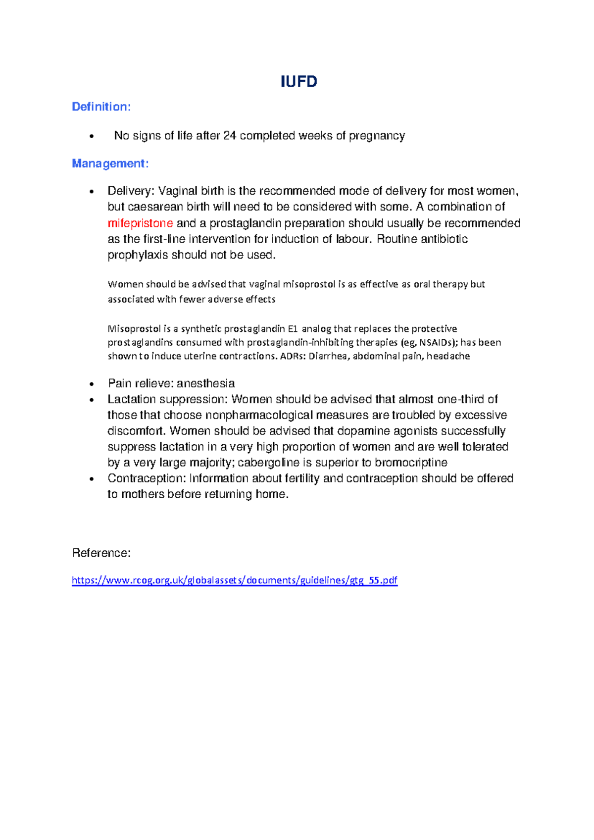 Intrauterine fetal demise - IUFD Definition: • No signs of life after ...