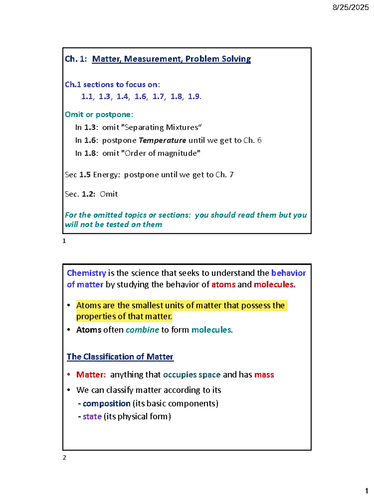 Ch. 1: Understanding Matter, Mixtures & Changes in Chemistry - Studocu
