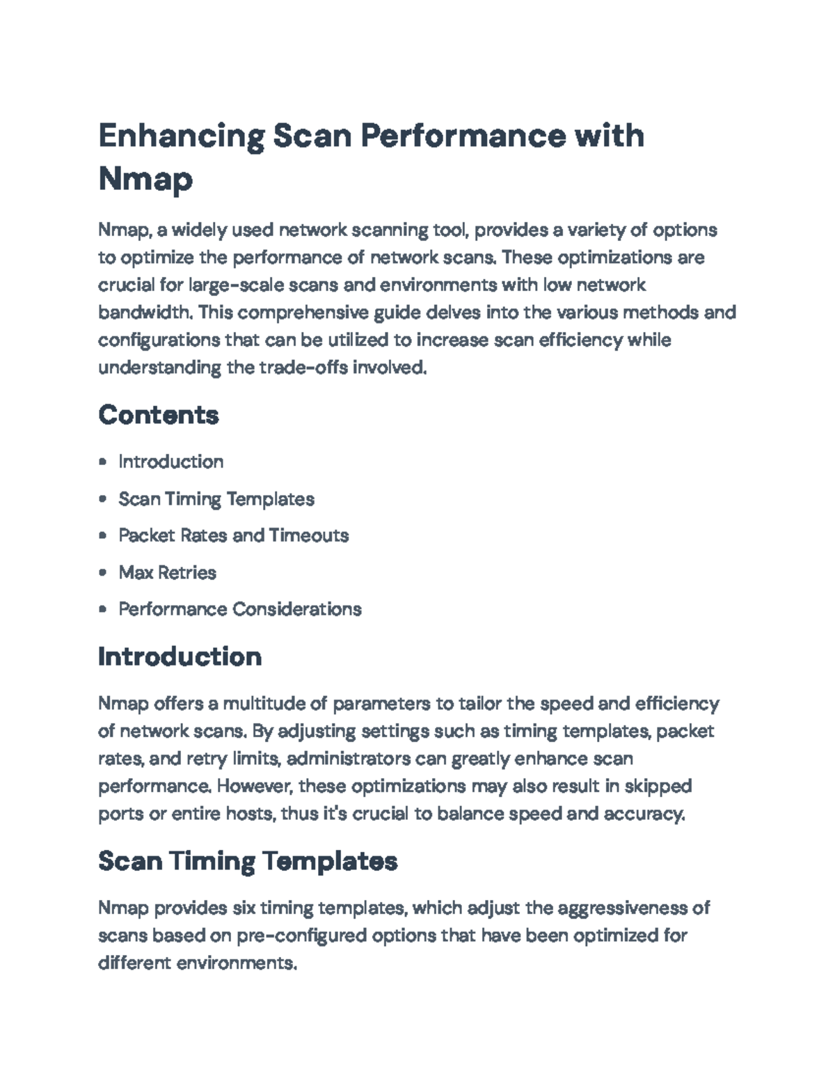 Optimizing Nmap Scan Performance: Techniques and Best Practices ...