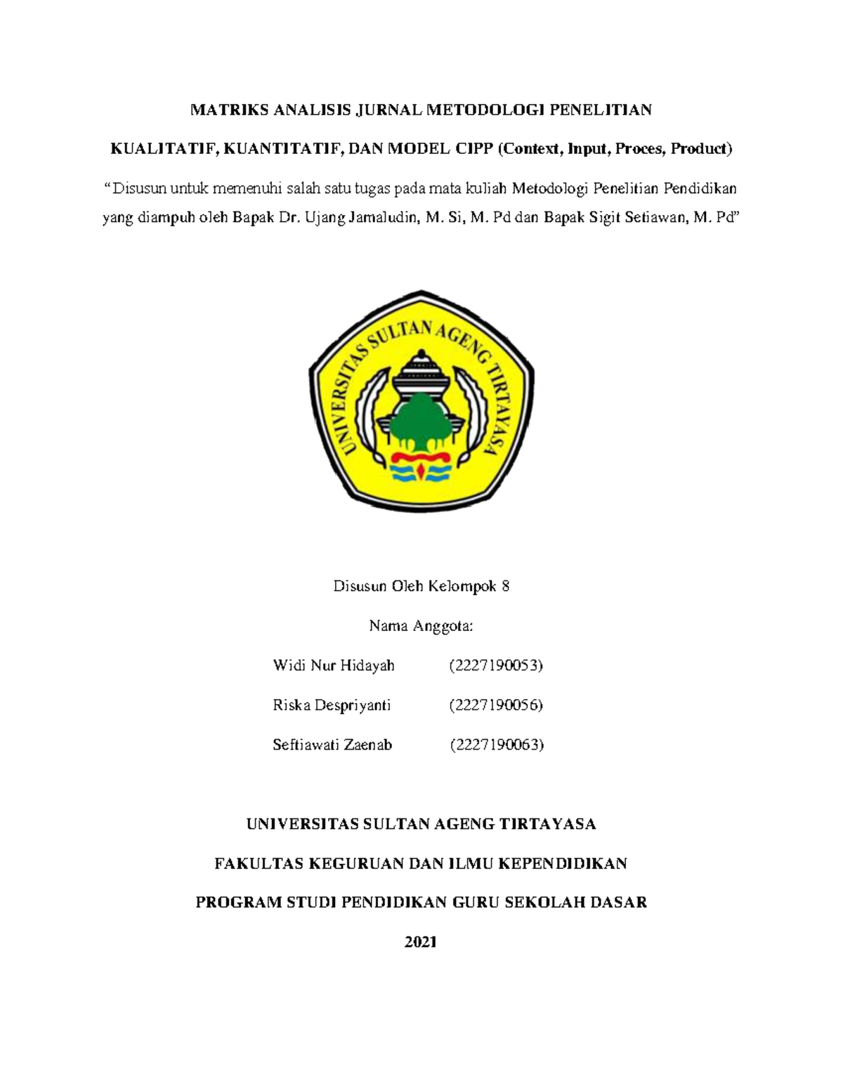 Matriks Analisis Jurnal Kualitatif & Kuantitatif - Metodologi ...