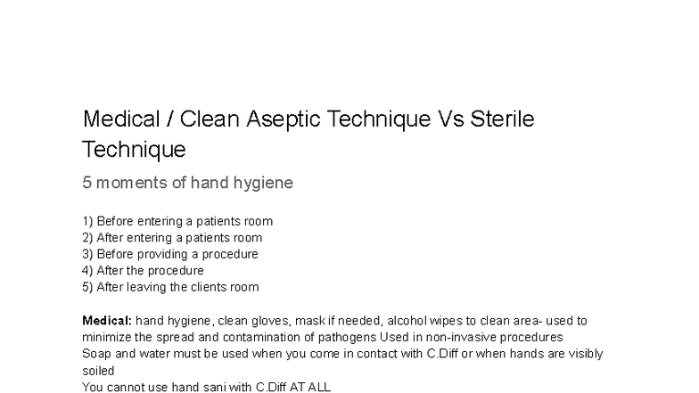 PN R112 Final Exam Notes: Aseptic Techniques & Vital Signs - Studocu