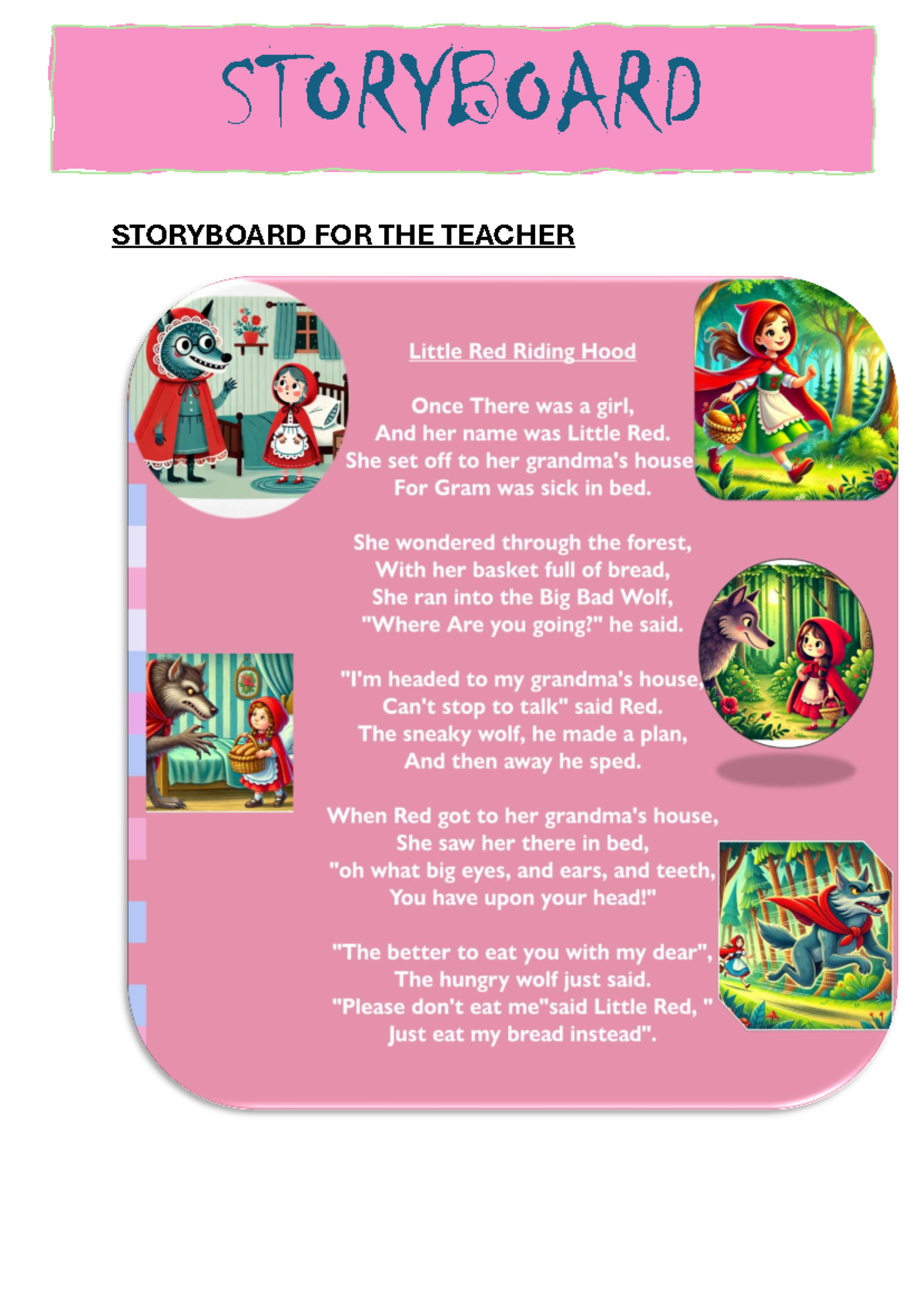 Little Red Riding Hood Storyboard - JME 300 - STORYBOARD FOR THE ...