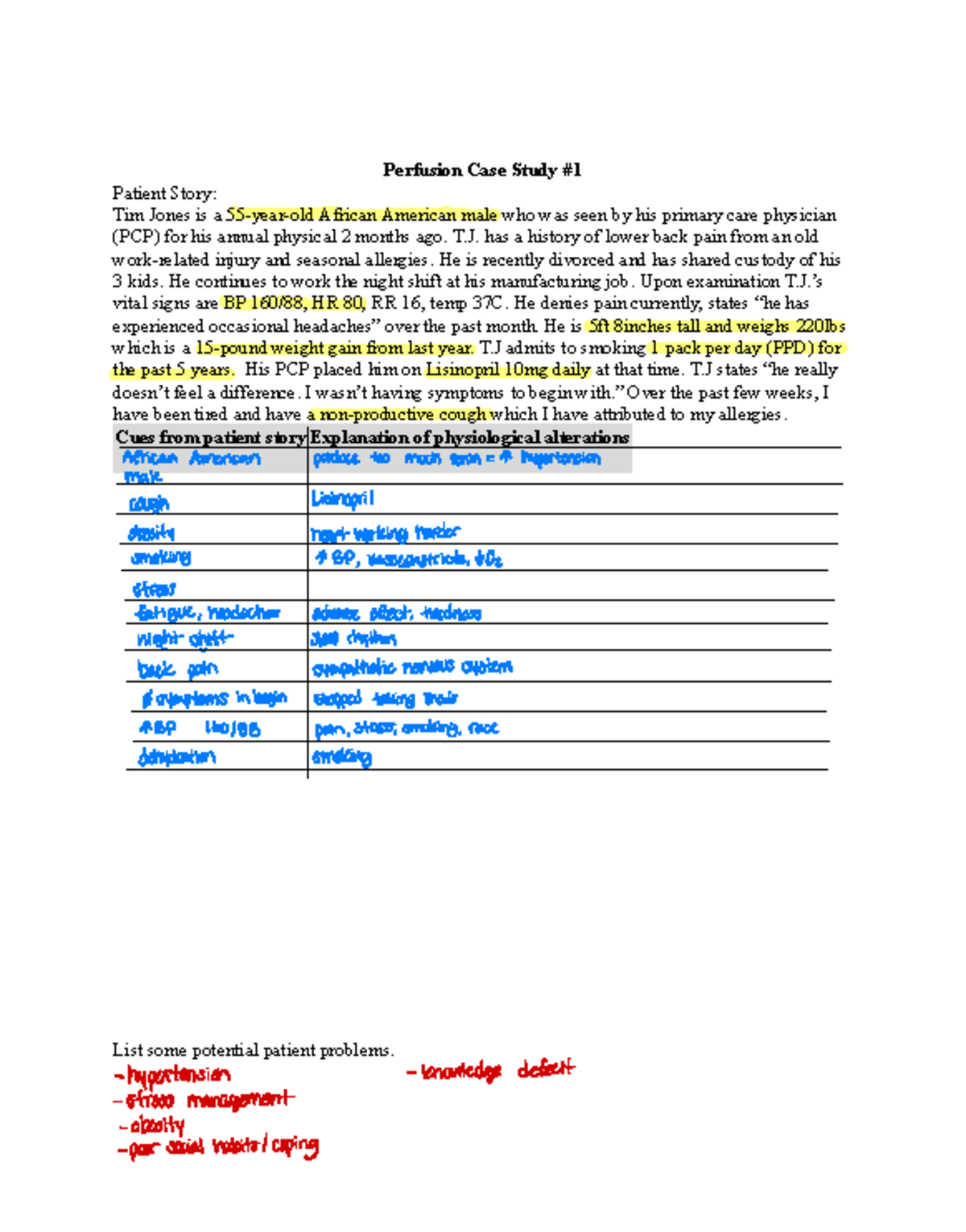 Perfusion Case Study Analysis: Patient Stories and Solutions - Studocu