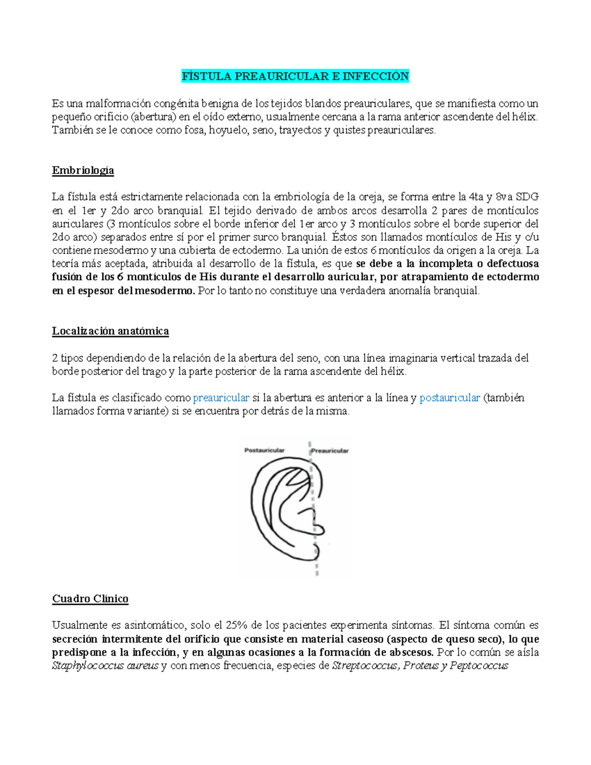 Fistula preauricular - FÍSTULA PREAURICULAR E INFECCIÓN Es una ...