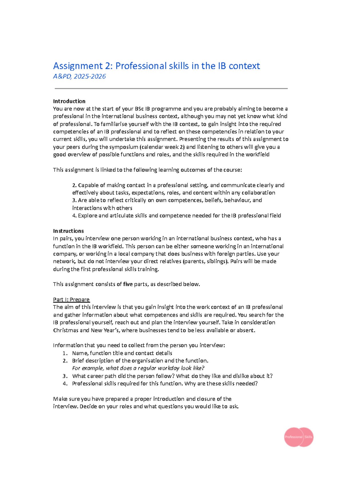 BSc IB Assignment 2: Professional Skills in International Business ...