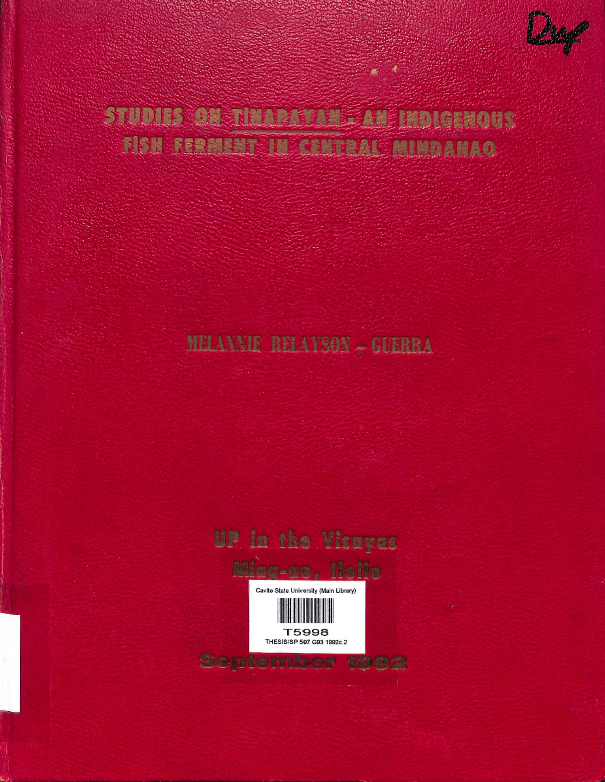 Tinapayan-5998 Guerra - TUDIES ON AN INDIGEN FISH FERMENT IN CENTRAL ...